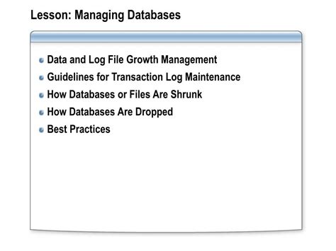 Ppt Module 2 Creating And Managing Databases Powerpoint Presentation