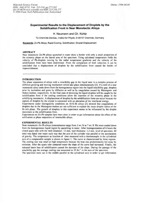 Experimental Results To The Displacement Of Droplets By The