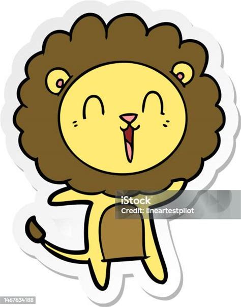 웃는 사자 만화의 스티커 귀여운에 대한 스톡 벡터 아트 및 기타 이미지 귀여운 낙서 드로잉 데칼 Istock