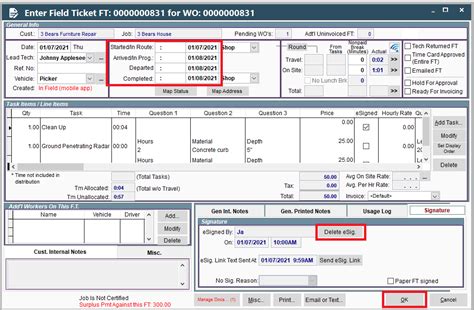Deleting A Field Ticket