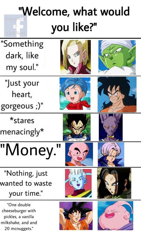 Dragon Ball Memes Preppy Nerd X Goth Nerd On Facebook Dragon Ball Super Funny Dbz Funny Dbz