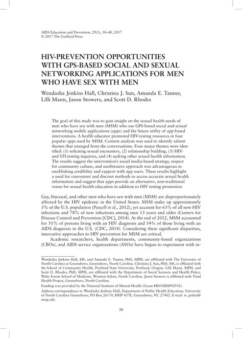 Pdf Hiv Prevention Opportunities With Gps Based Social And Sexual Networking Applications For