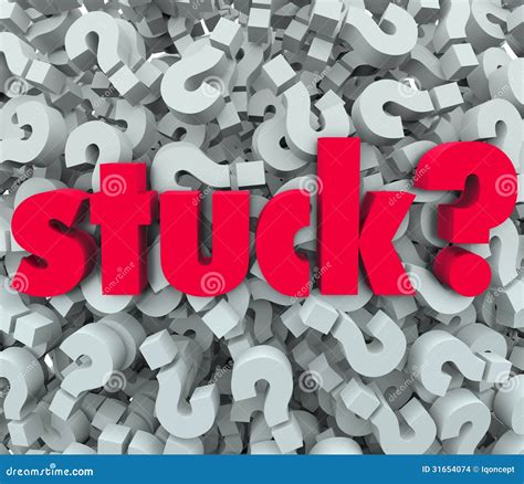 Stuck Word Question Mark Background Caught Problem Stock Illustration
