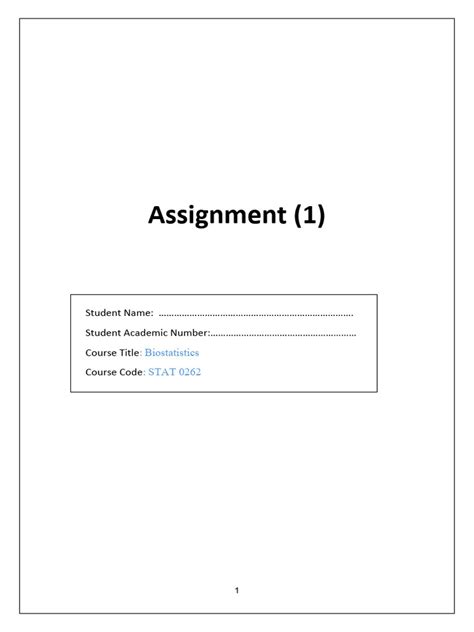 Assignment 1 Stat 0262 Pdf Coefficient Of Variation Statistical Analysis
