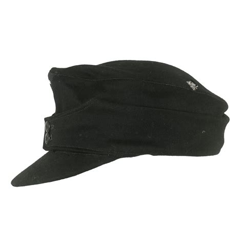 Original German Wwii Waffen Ss Panzer Black M43 Field Cap With Hbt Lin International Military