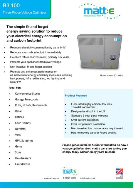 B3 100 Three Phase Voltage Optimisation Unit Pdf Home Appliances Home And Garden