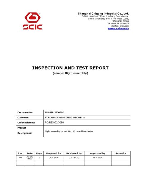 Inspection And Test Report Scic Itr 230094 1 Pdf