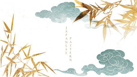 Natural Background With Japanese Pattern Vector Bamboo And Cloud