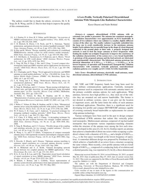 Pdf A Low Profile Vertically Polarized Ultra Wideband Antenna With Monopole Like Radiation
