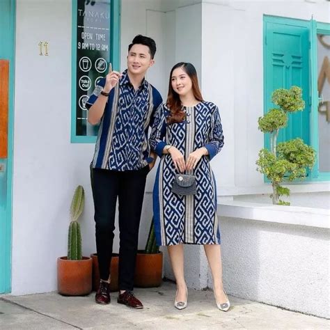 Jual Baju Set Seragam Couple Tenun Sarimbit Motif Kekinian Baju