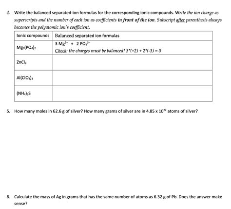4 Write The Balanced Separated Ion Formulas For The