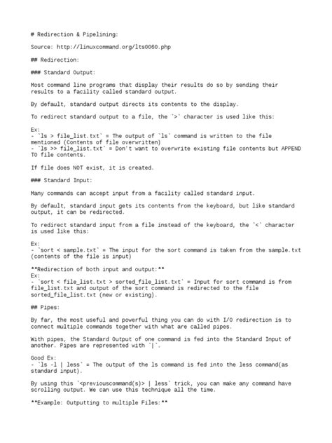 Redirectionandpiping Pdf Inputoutput Computing