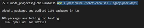 install warning brainhubeu react carousel 2 0 2 has incorrect peer dependency react 16 8 0