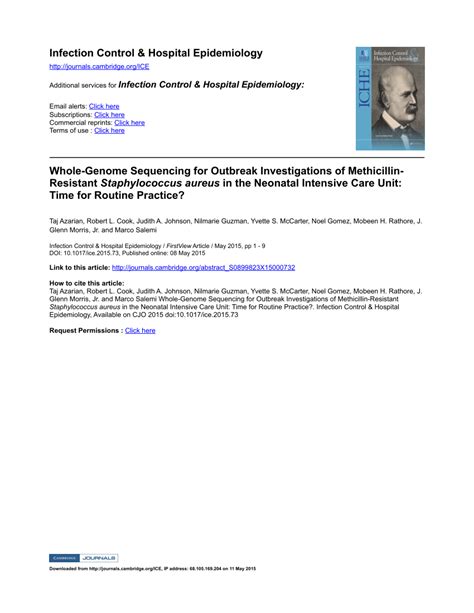 Pdf Whole ­genome Sequencing For Outbreak Investigations Of
