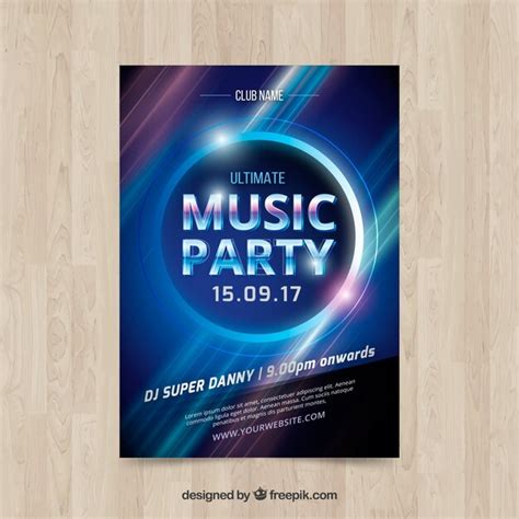 네온 동그라미와 축제 포스터 무료 벡터