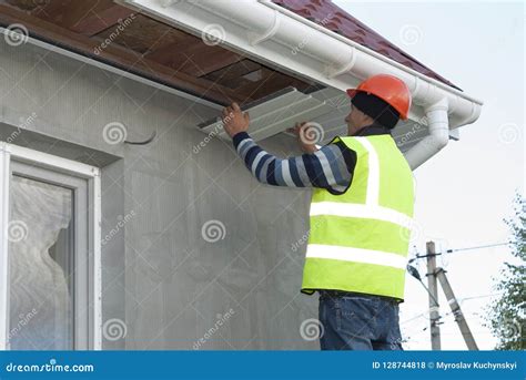 Installation Of Soffits Stock Photo Image Of Install