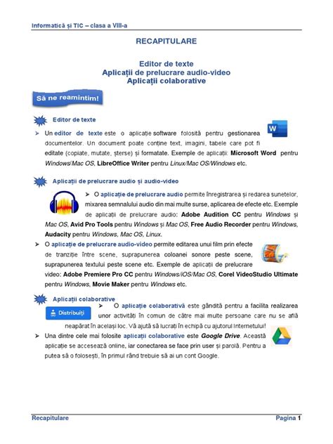Informatica Si Tic Clasa Viii Recapitulare Pdf