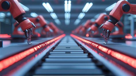 A Futuristic Aipowered Factory With Robotic Arms Building Complex Machinery Premium Ai