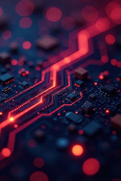 Glowing Circuit Board Texture Abstract Digital Nodes Digital Design Stock Illustration