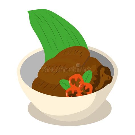 Comida De Rendang Padang Indonesia Ilustración Del Vector Ilustración
