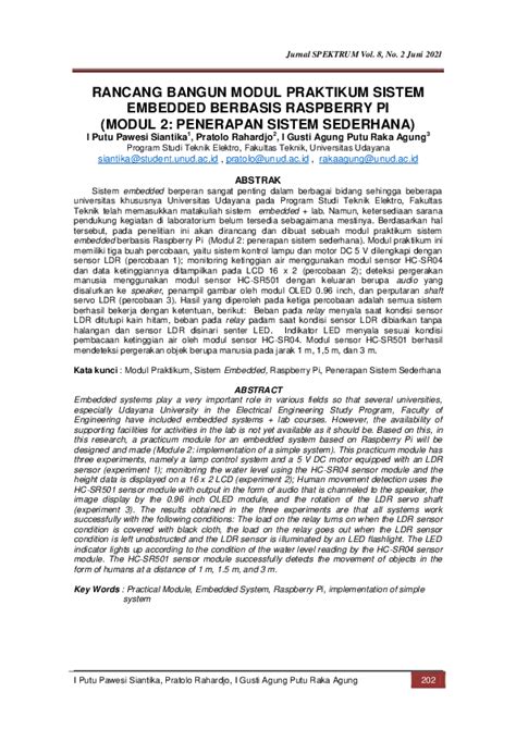 Pdf Rancang Bangun Modul Praktikum Sistem Embedded Berbasis Raspberry
