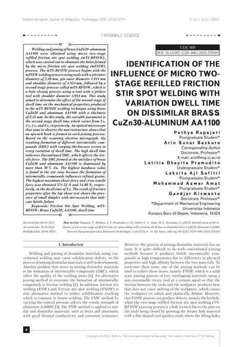 Pdf Identification Of The Influence Of Micro Two Stage Refilled
