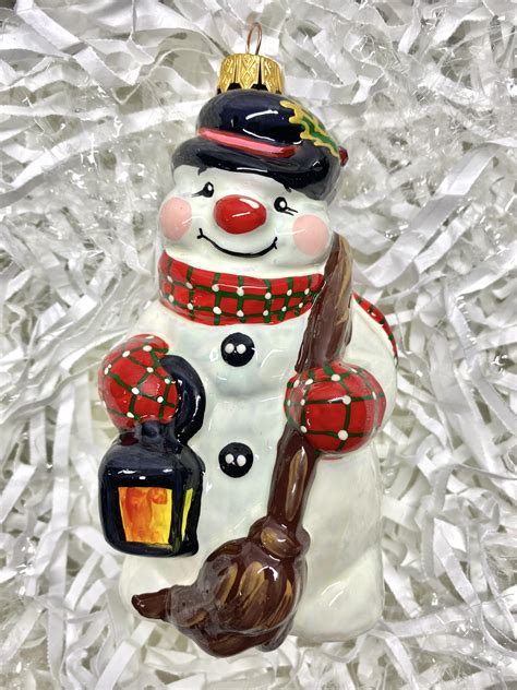 ᐉ Прикраса на ялинку скляна Сніговик з ліхтарем 13х7 5 см F 197 1 • Краща ціна в Києві