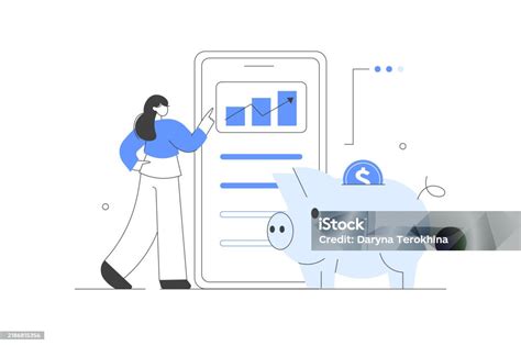 돈을 투자하는 캐릭터 저금통 재무 그래프 차트 다이어그램 및 기타 데이터를 분석합니다 거래 개념 주식 시장 분석 평면 만화 벡터 일러스트 레이 션 아이콘 스타일리시한 추상