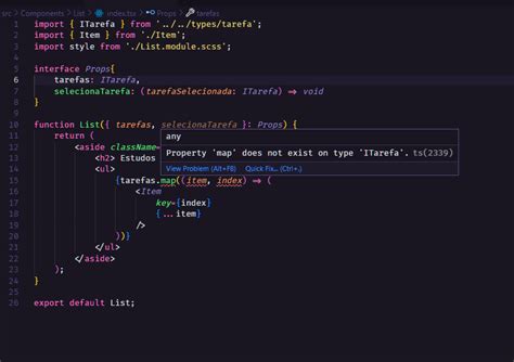 Map não identifica o tipo de Tarefas React escrevendo Typescript Alura Cursos online