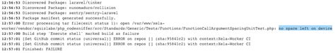 Php Jenkins Fails The Build Saying No Space Left On Device But Corresponding Ec2 Instance