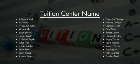 255 Catchy Tuition Center Name And Suggestions Oicun