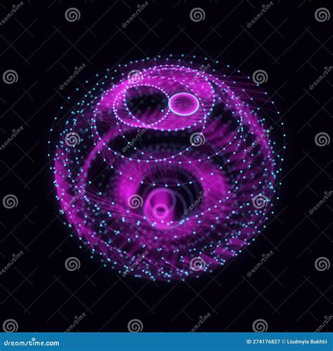 Abstract Sci Fi Sphere With Particles And Lines Technology Network Connection On World