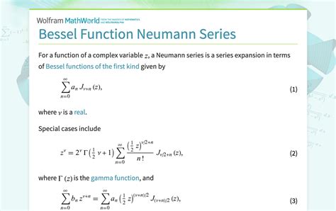 Bessel Function Neumann Series From Wolfram Mathworld
