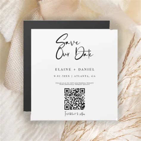Minimalist Script QR Code Save The Date Magnet Zazzle