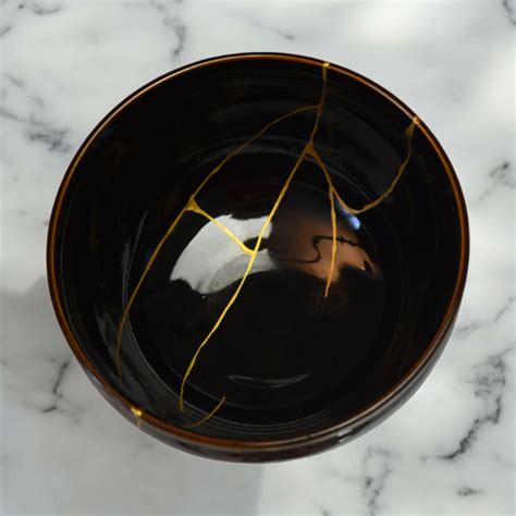 Chawan Tenmoku Noir à Vendre Kintsugi Or 24 Carats
