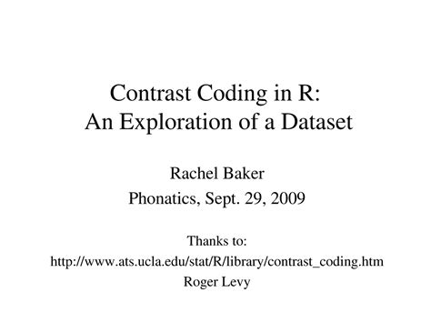 Contrast Coding In R Regressions Contrast Coding In R An Exploration