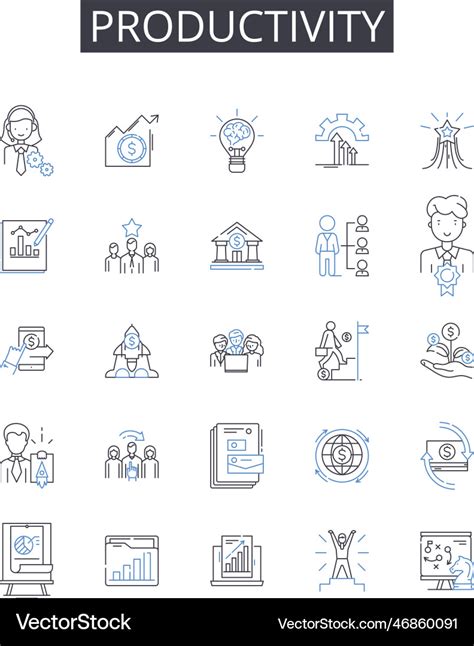 Productivity Line Icons Collection Efficiency Vector Image