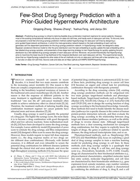 Pdf Few Shot Drug Synergy Prediction With A Prior Guided Hypernetwork Architecture