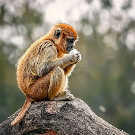成年猴子ai数字艺术 金丝猴成年猴子专注坐树桩捧白物吃东西自然写实商业照片 Ai图片免费下载png格式1024像素编号71386825 千图网