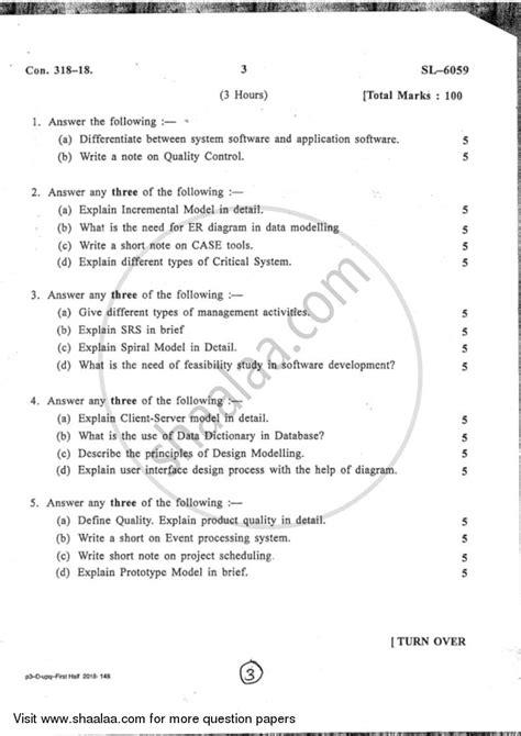 Software Engineering 2017 2018 B Sc It Information Technology Semester 4 Sybsc I T Question