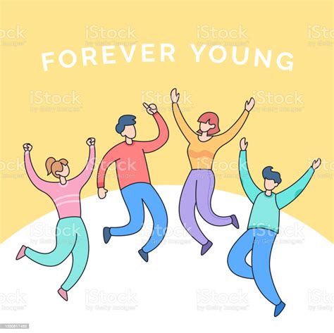 다양한 친구 그룹 의 십대 사람들 재미 점프 포즈 축하 행복 한 청소년 우정 영원히 젊은 만화 낙서 스타일 벡터 일러스트 춤에 대한 스톡 벡터 아트 및 기타 이미지 Istock