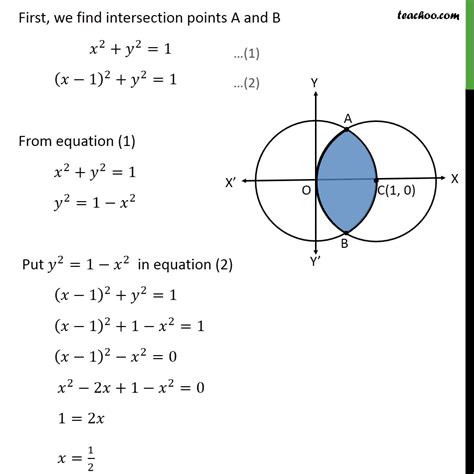 Question 2 Find Area Bounded By X 12 Y2 1 And X2 Y21