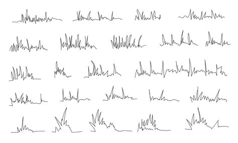 Premium Vector Seamless Lines Of Grass Hand Drawing Set Of Doodle