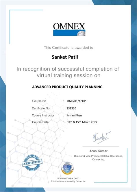 Sanket Patil On Linkedin Apqp Training Completioncertificate