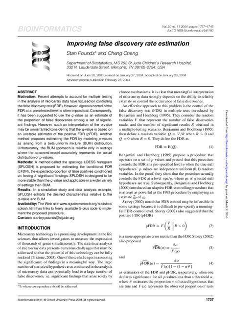 Pdf Improving False Discovery Rate Estimation
