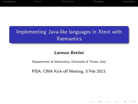 Ppt Implementing Java Like Languages In Xtext With Xsemantics