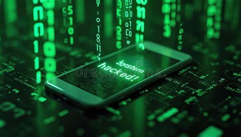 Smartphone Screen Displays System Hacked Alert Surrounded By Green