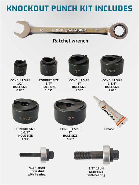 Electrical Conduit Hole Cutter Set Amzcnc Kit 12 To 2 With 6 Die