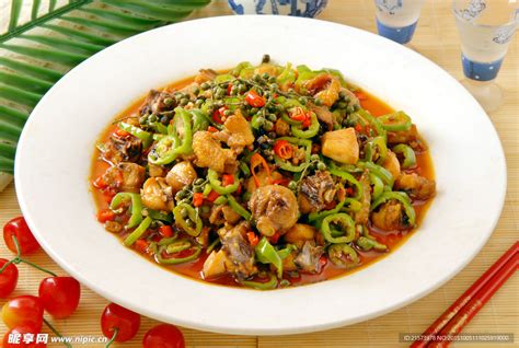 鲜花椒炒仔鸡摄影图传统美食餐饮美食摄影图库昵图网