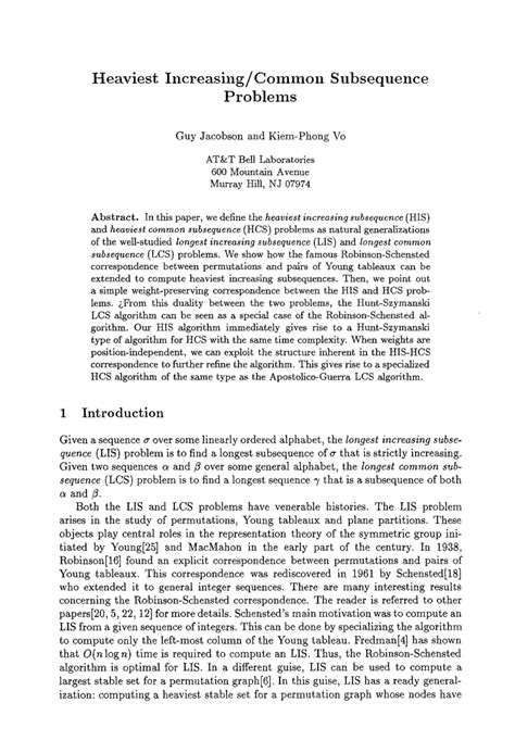 Pdf Heaviest Increasingcommon Subsequence Problems